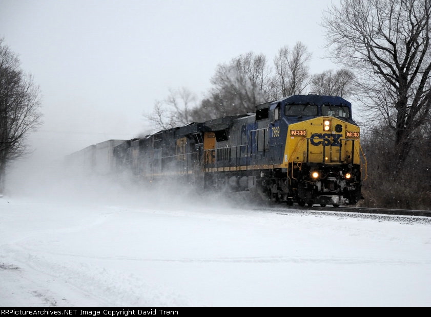 CSX 7869 leads Eastbound CSX Q108 at CP97 on track number two